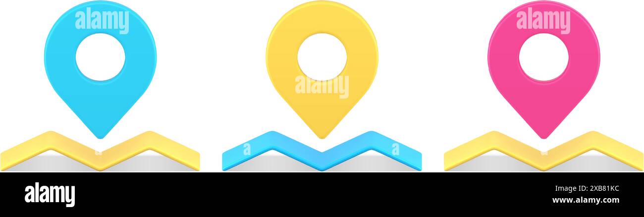 Map pin paper cartography location pointer correct distance check 3d icon set realistic vector ...