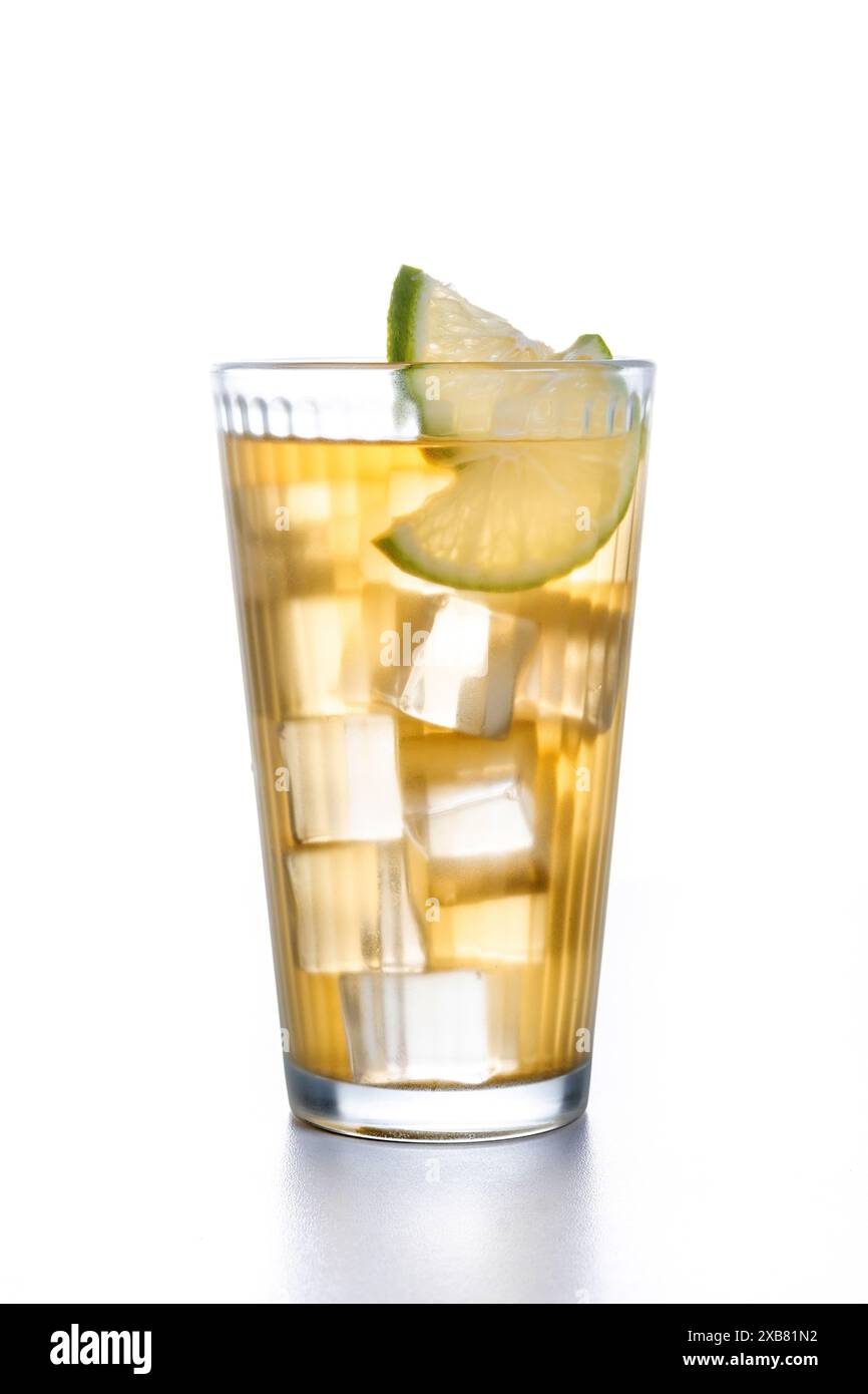 Fresh ginger-ale drink isolated on white background Stock Photo - Alamy