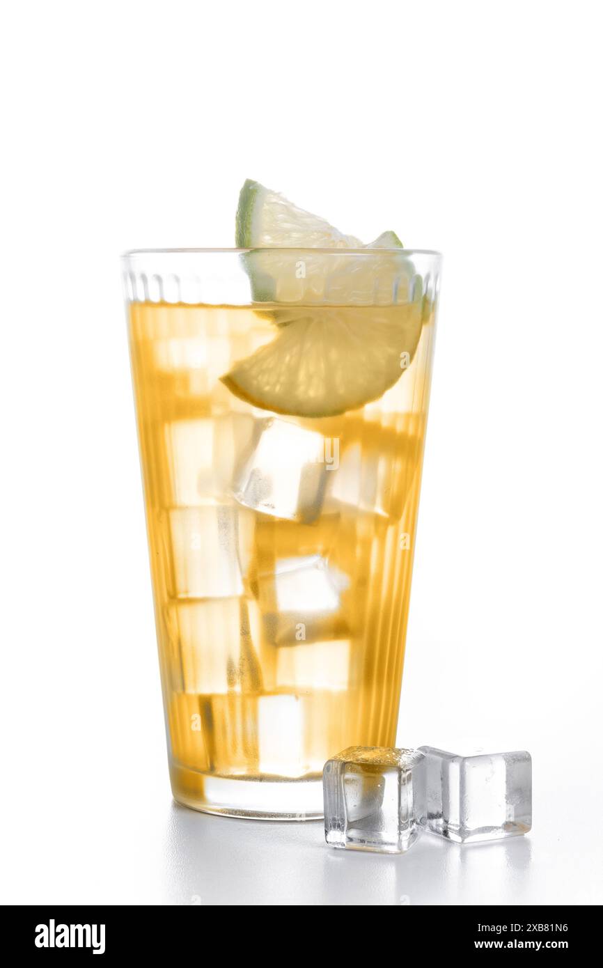 Fresh ginger-ale drink isolated on white background Stock Photo - Alamy