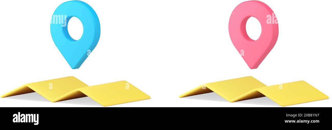 GPS map pin cartography location pointer navigation for check distance 3d icon set realistic ...