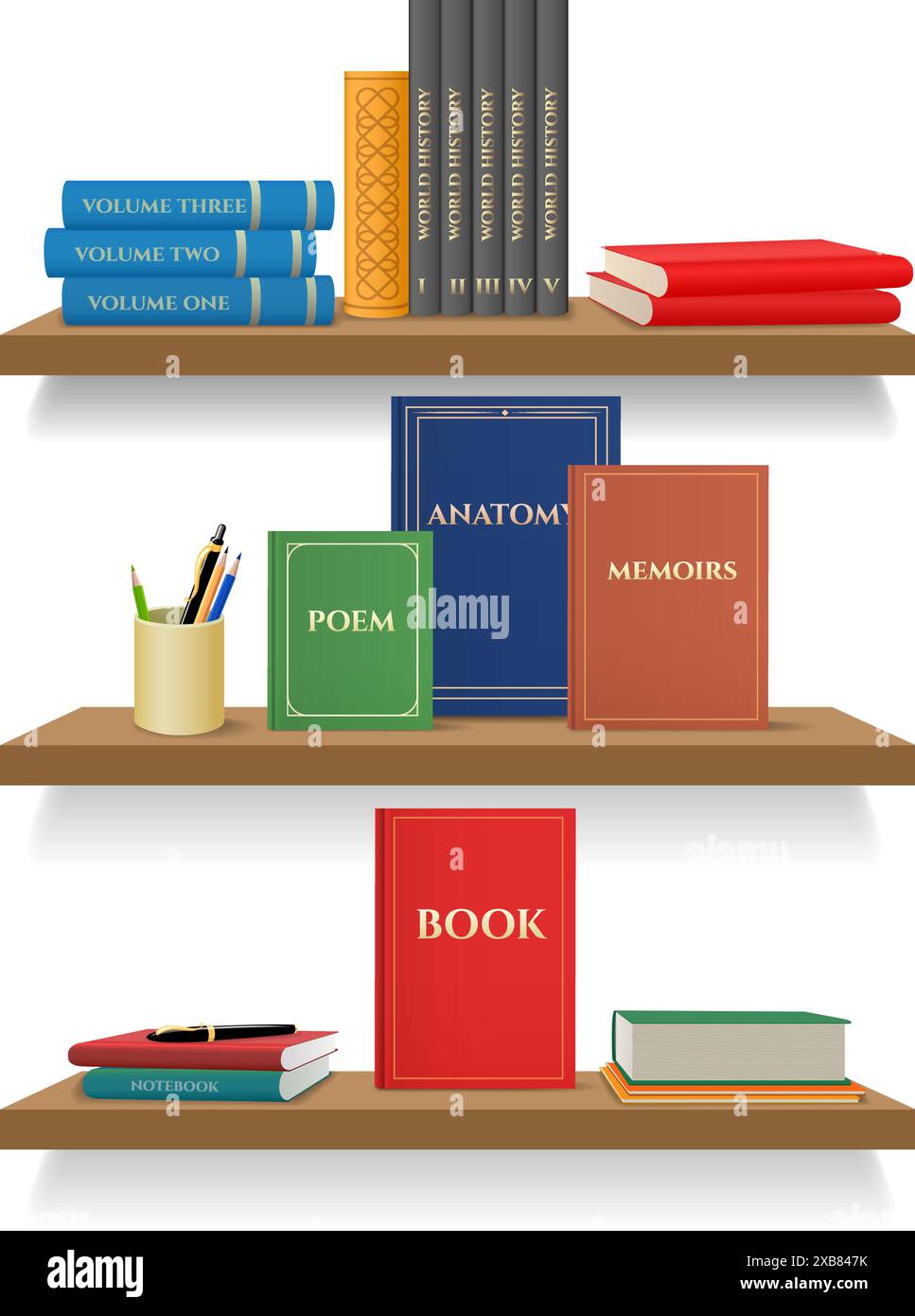Wall bookshelf with different books Stock Vector Image & Art - Alamy