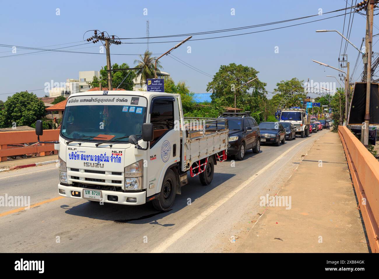 Lorries in traffic queue, Bangkok Noi, Bangkok, Thailand Stock Photo ...