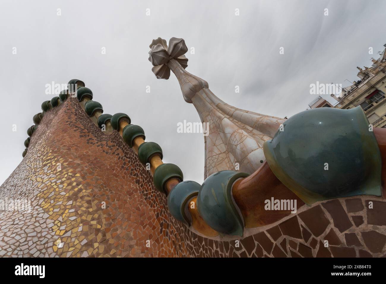 A modern building with a cross on its rooftop in abstract design Stock ...