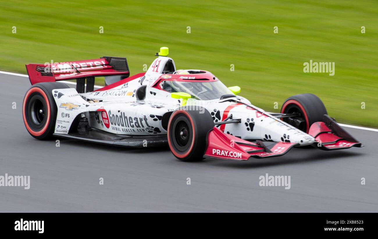 June 09, 2024: IndyCar #41 Sting Ray Robb drives his AJ Foyt Racing car ...