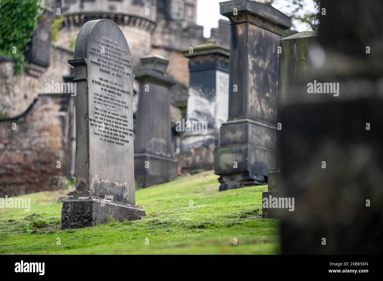 Ancient gravestones in a grassy cemetery Stock Photo - Alamy