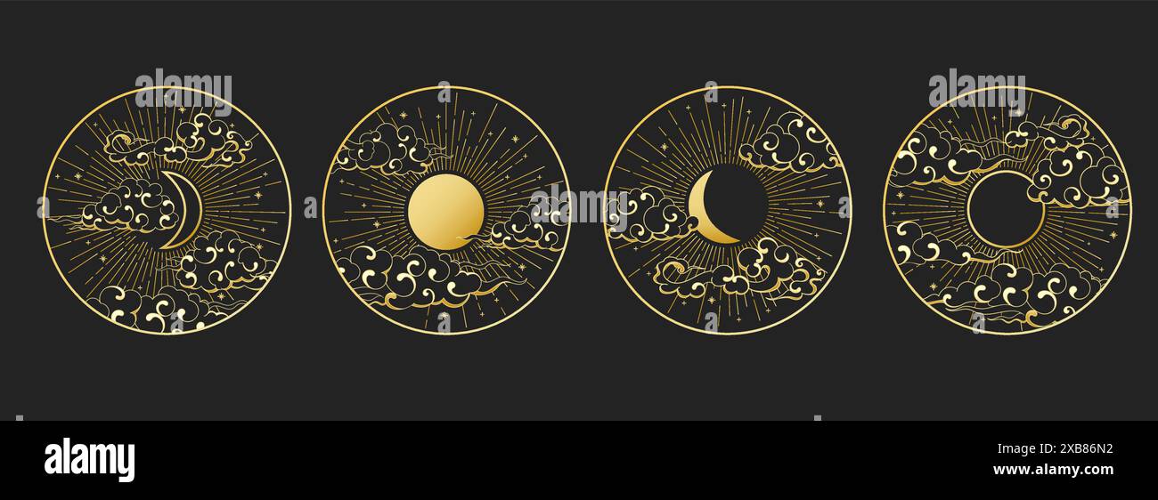 Full moon line cloud Stock Vector Images - Alamy