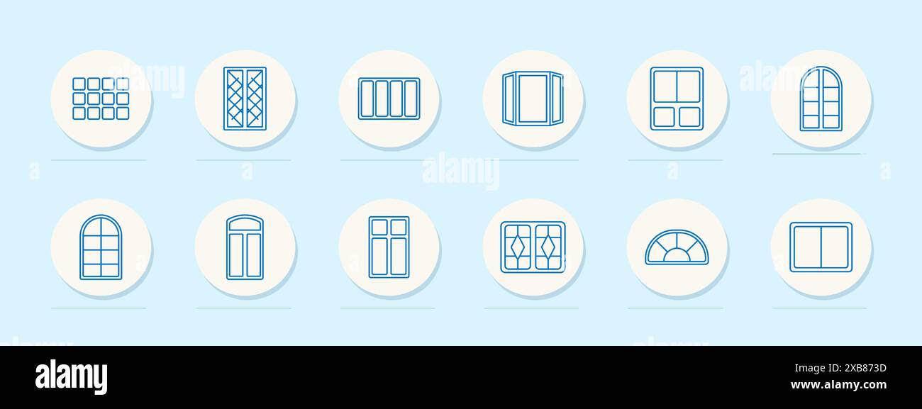 Window set icon. Various window designs including arched, sliding, and ...