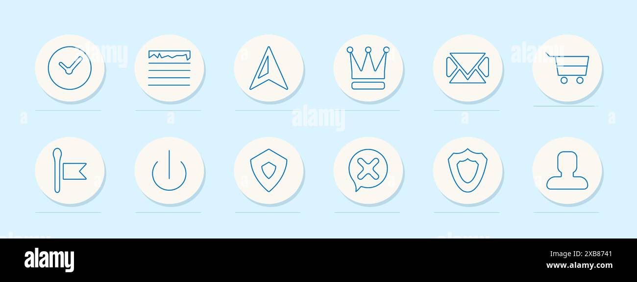 Interface set icon. Checkmark, crown, shopping cart, and profile. UI ...