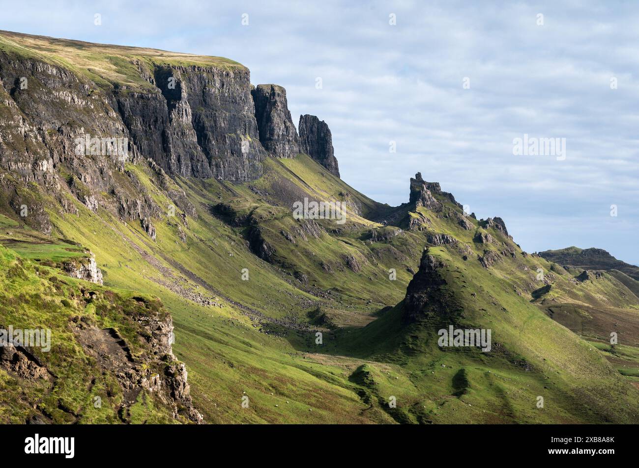 Grassy terrain with distant steep cliffs Stock Photo - Alamy