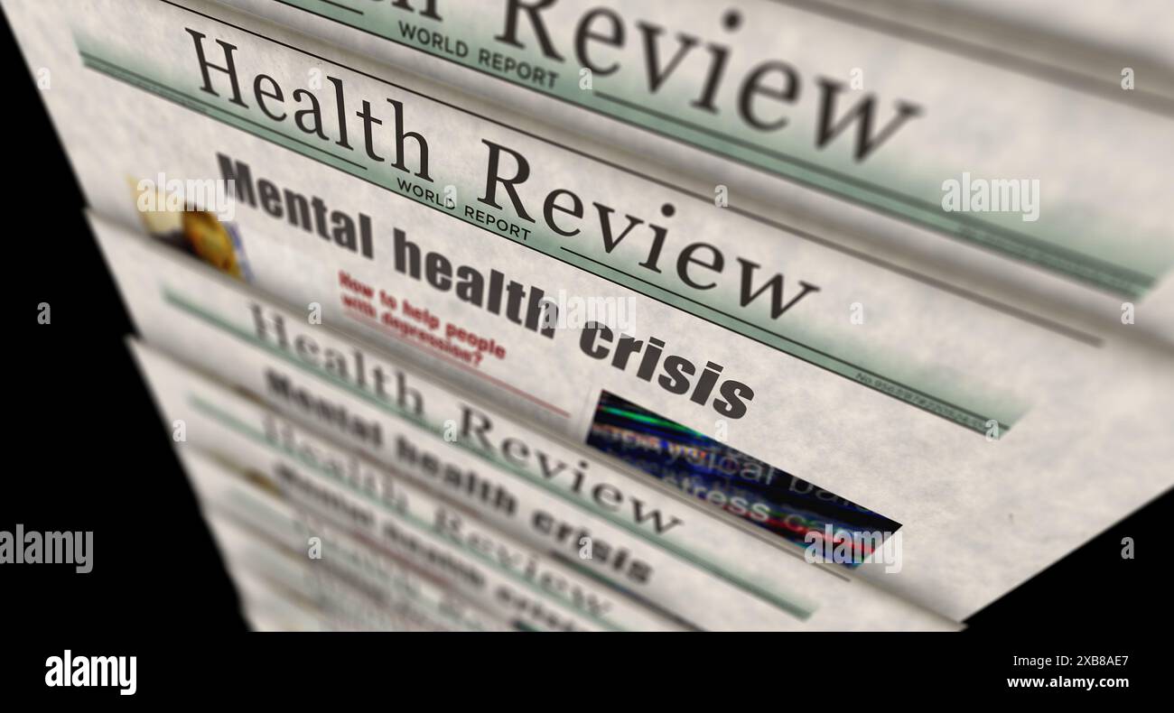Mental health crisis depression vintage news and newspaper printing ...