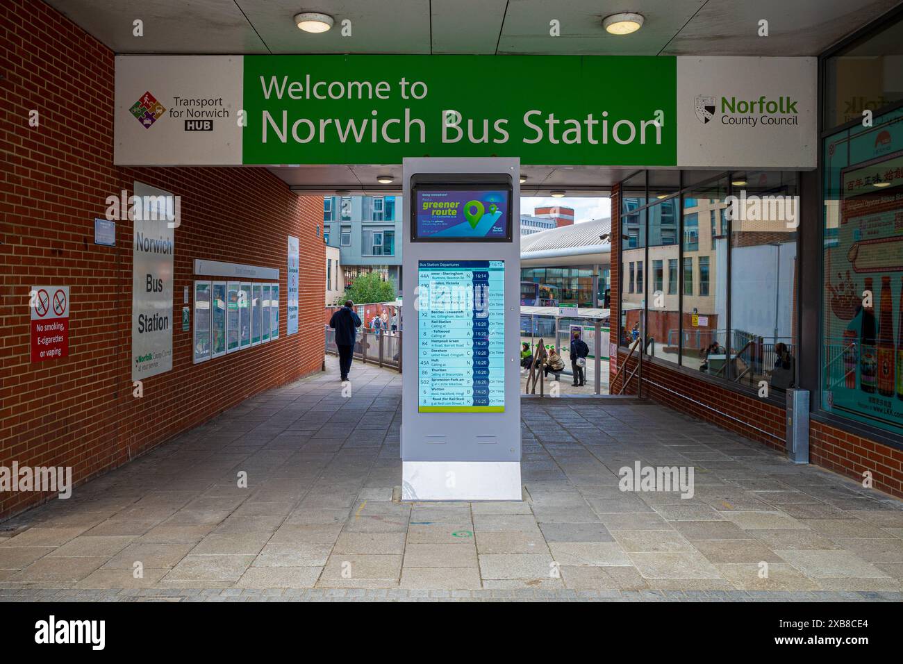 Entrance to Norwich Bus Station in central Norwich, opened 2005. Winner ...