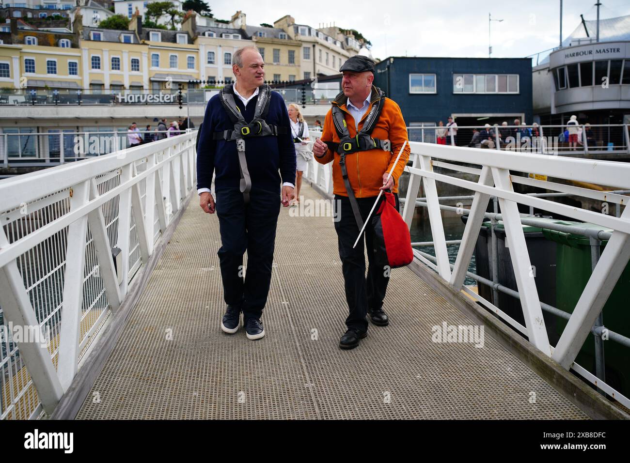 Liberal Democrats leader Sir Ed Davey during a visit to Torquay Harbour ...