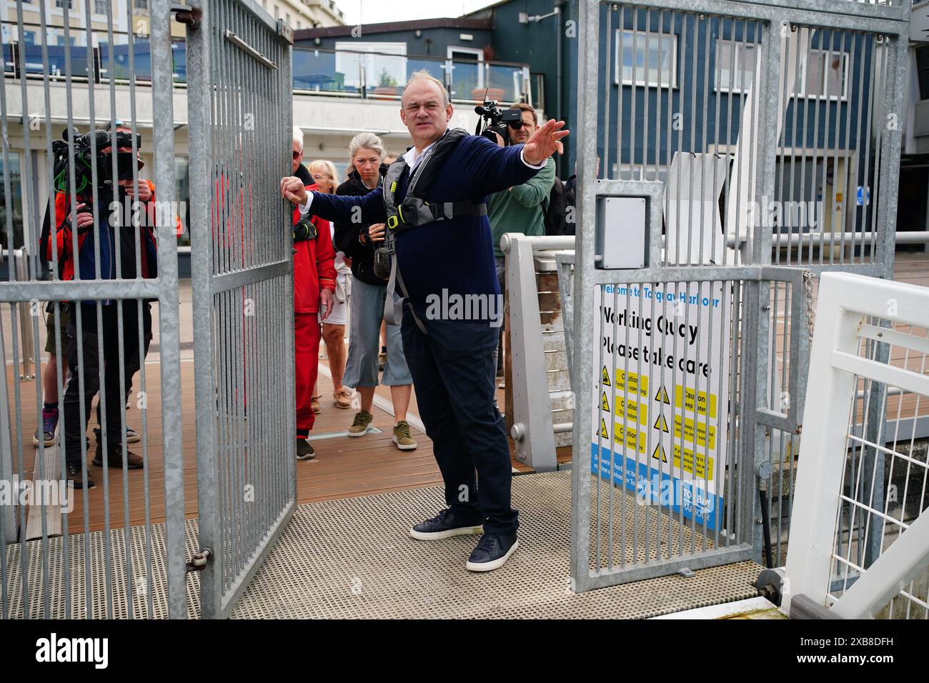 Liberal Democrats leader Sir Ed Davey during a visit to Torquay Harbour ...