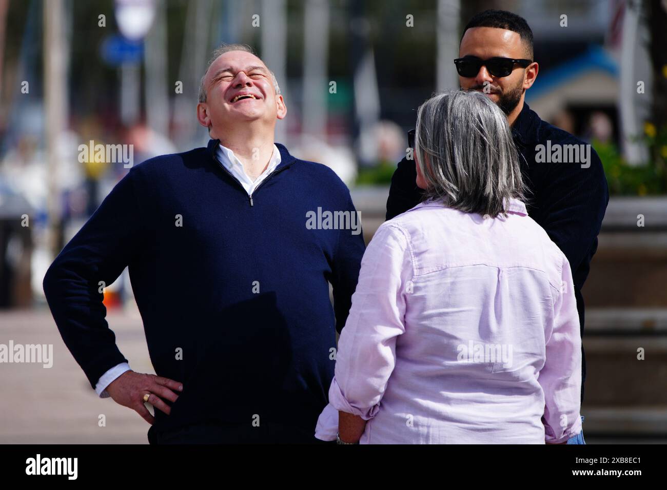 Liberal Democrats leader Sir Ed Davey during a visit to Torquay Harbour ...