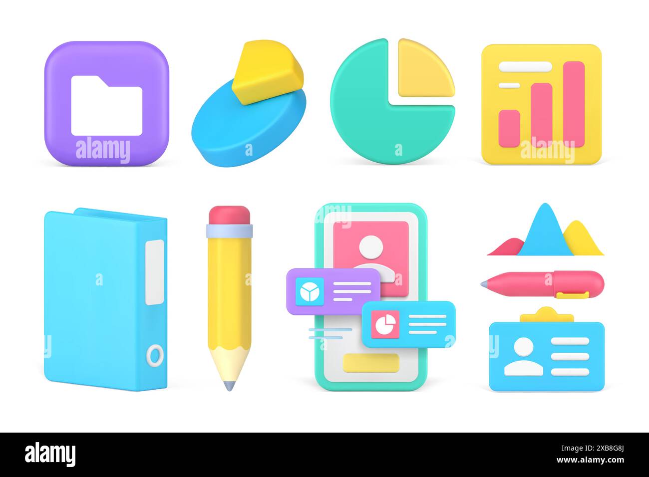 Business analyzing financial accounting management set 3d icon ...