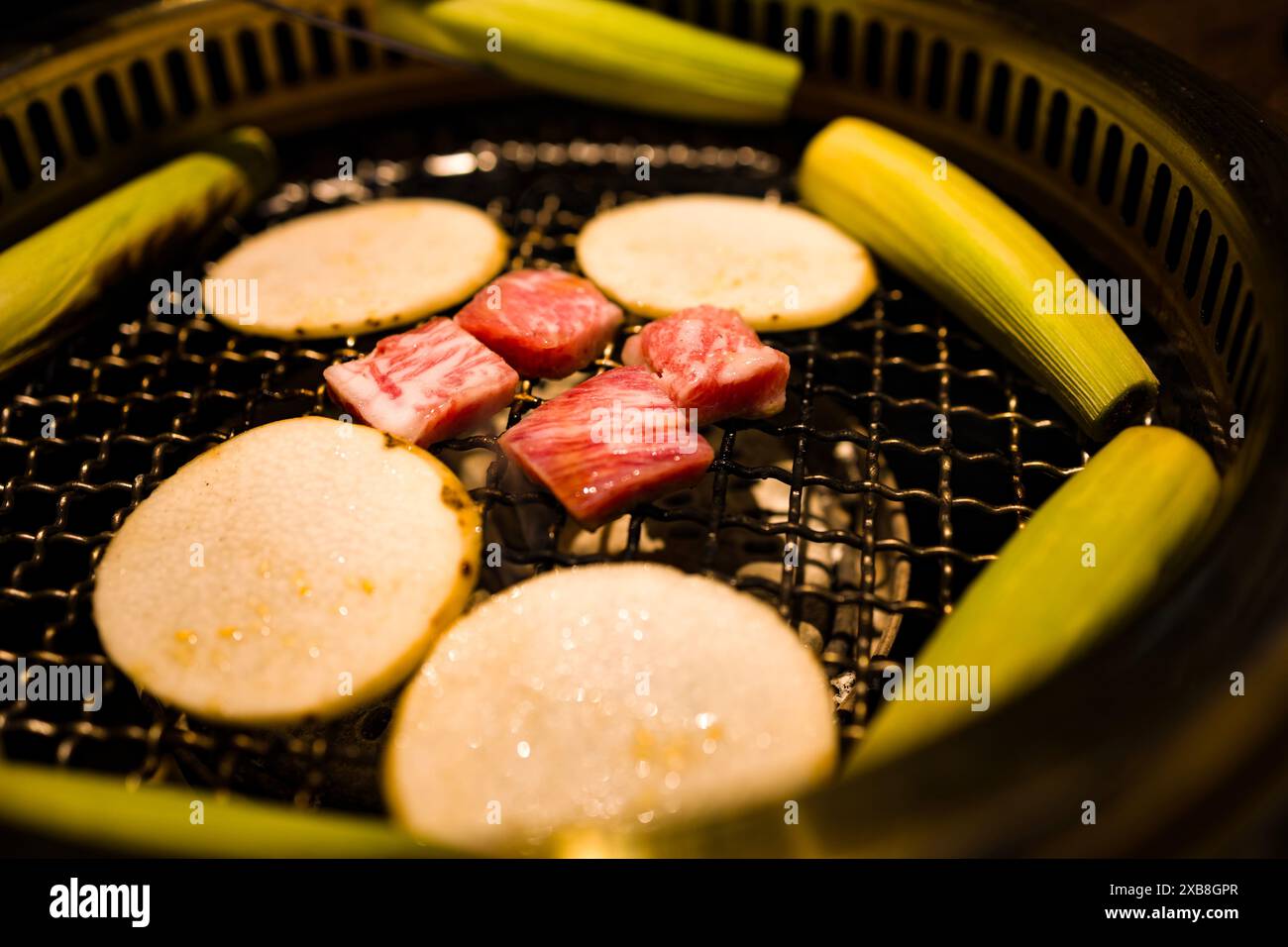 Grill process preparation meat vegetables hi-res stock photography and ...