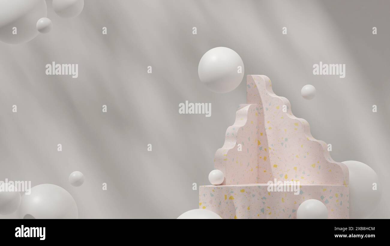 Dim light 3d rendering mockup empty scene in landscape with pink ...