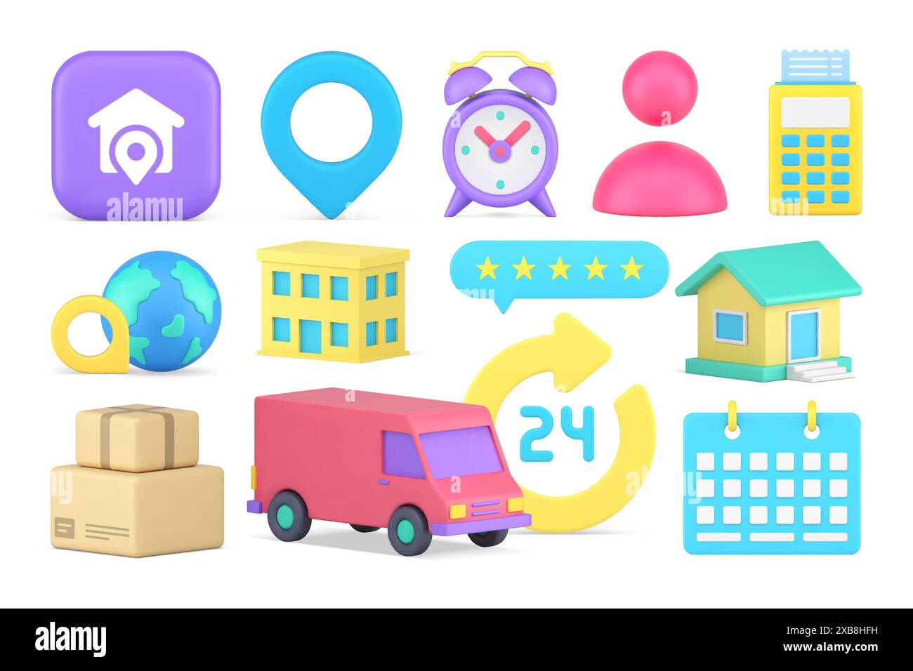 Delivery cargo global shipment online shopping payment invoice set 3d ...