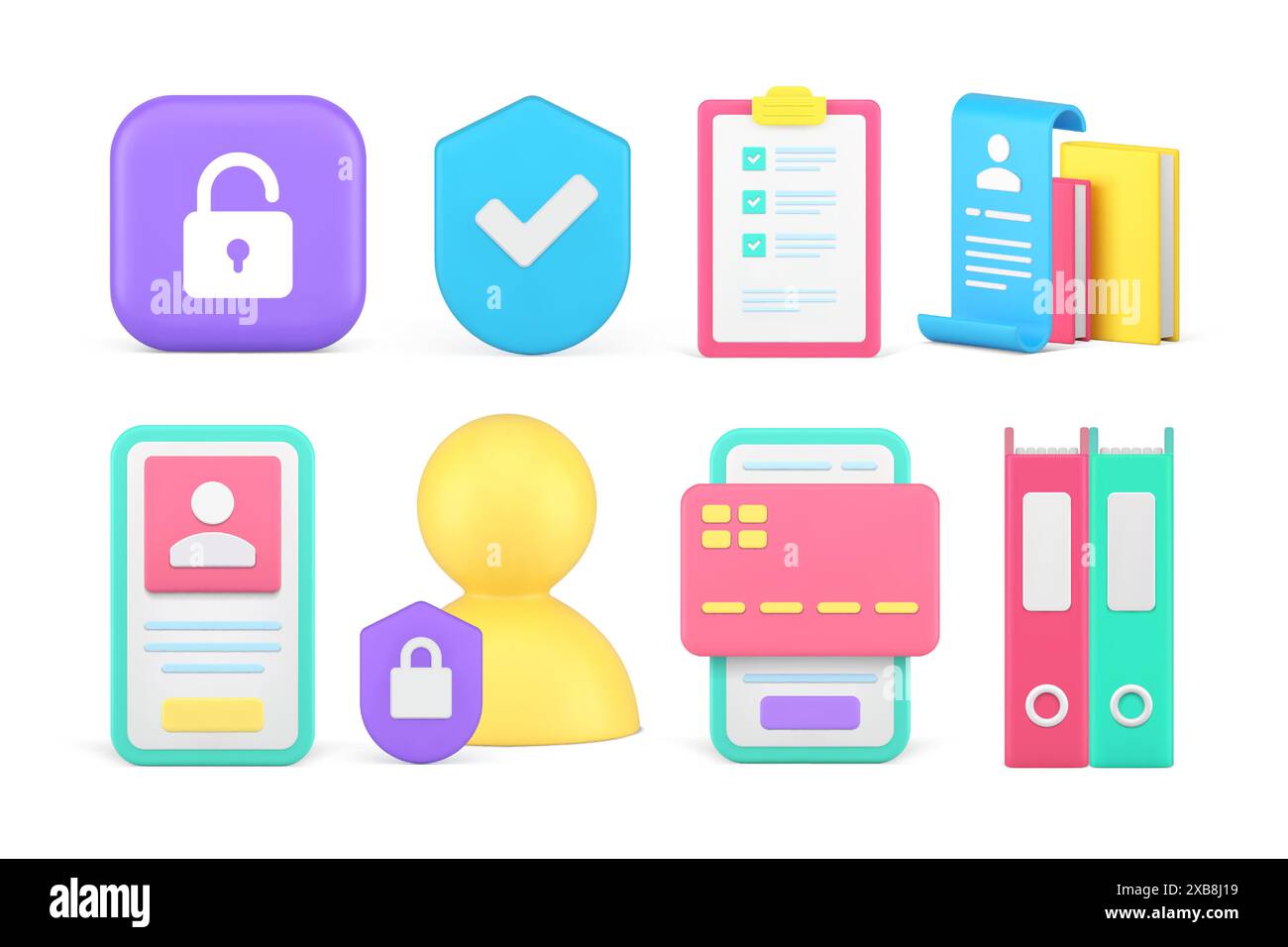 Information protection verification password access secret archive personal data security set 3d ...