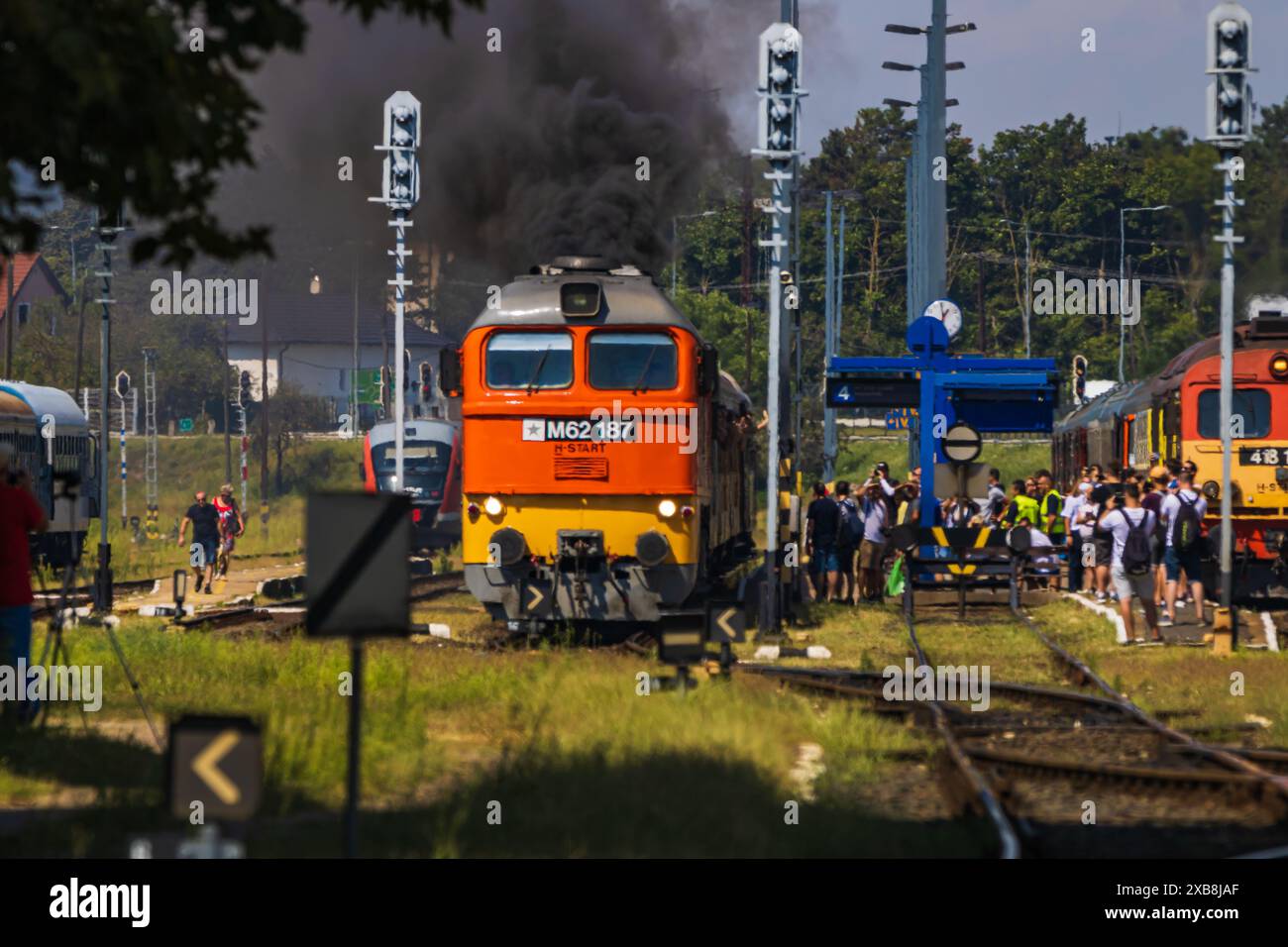 An M62 class diesel locomotive departs from the station Stock Photo - Alamy