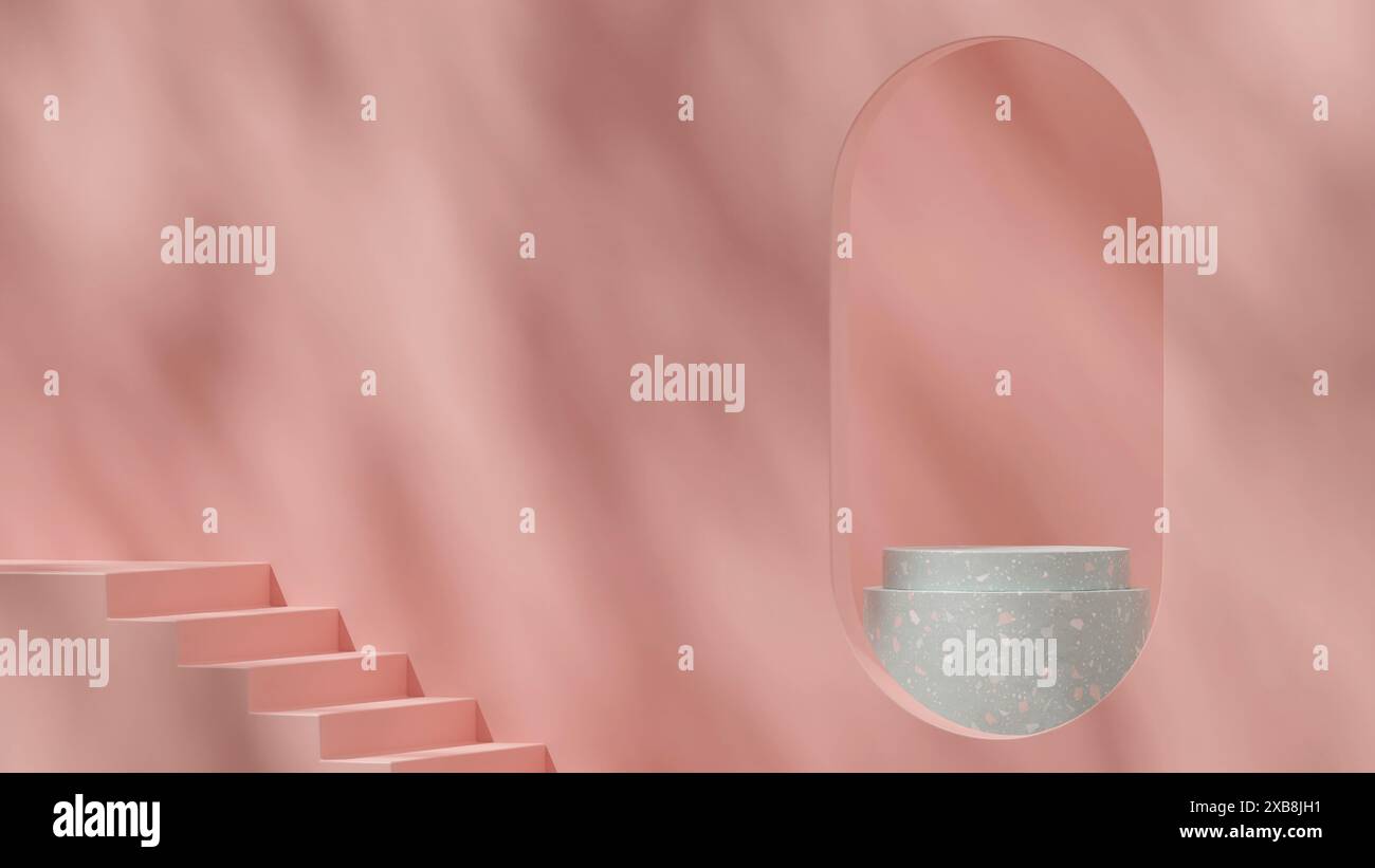 Full gobo light 3d rendering mockup scene of green terrazzo texture ...