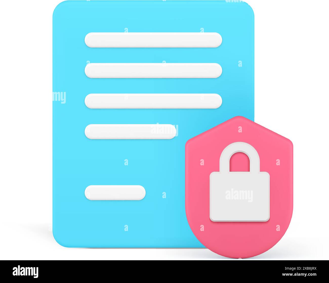 Document data confidential information security access protection lock shield 3d icon realistic ...