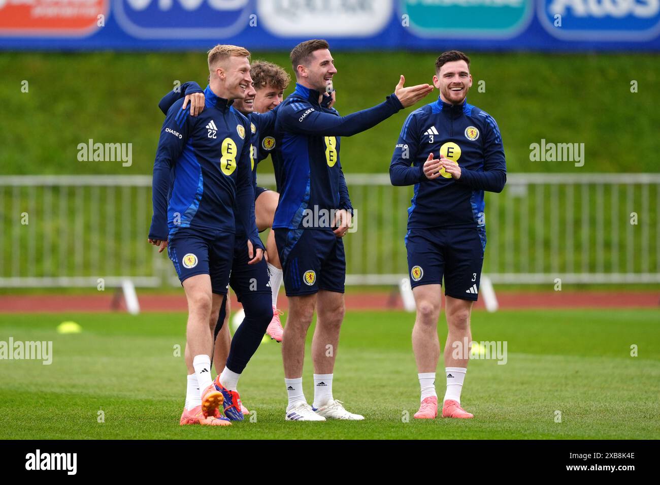 Left to right, Scotland's Lewis Ferguson, Billy Gilmour, Jack Hendry ...