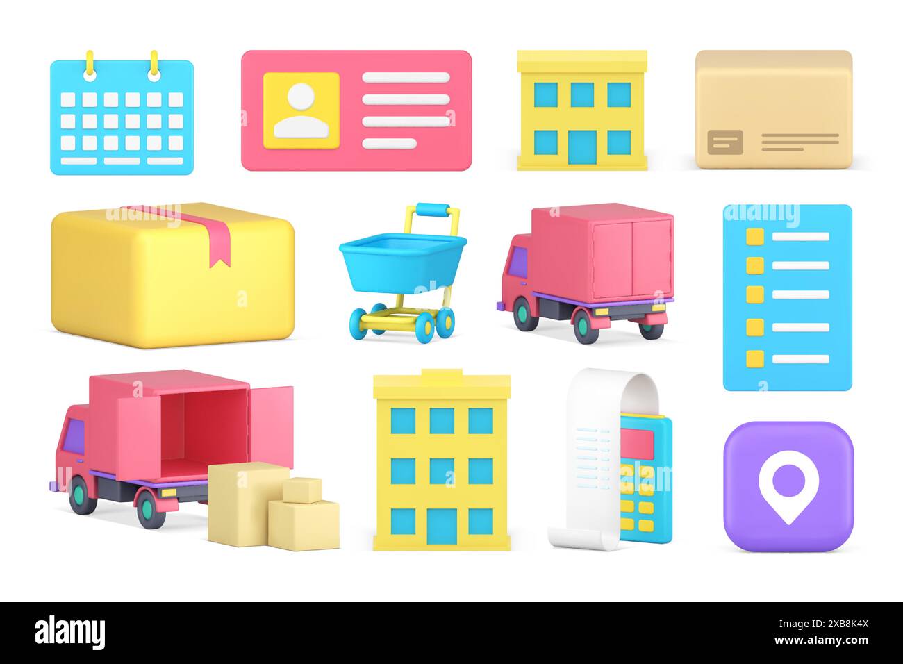 Cargo courier delivery online shopping purchase transportation set 3d ...