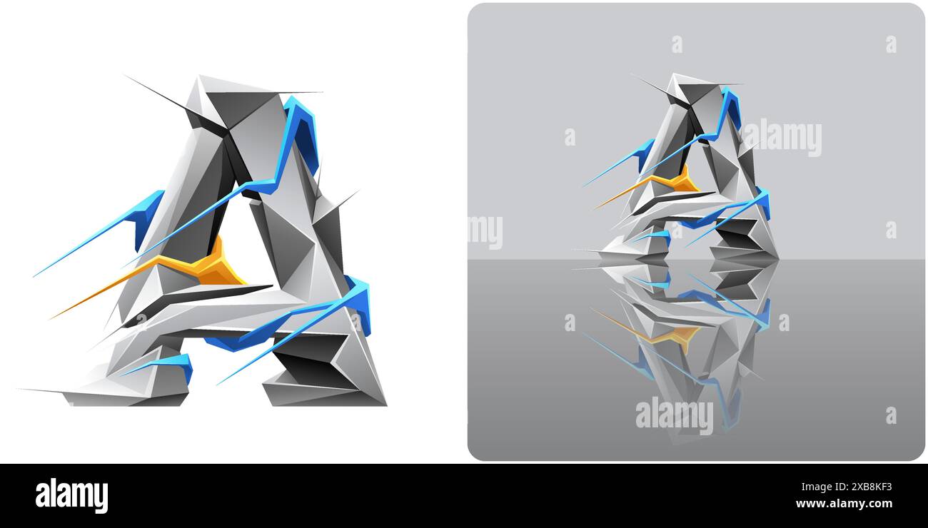 Abstract geometric A letter. Digital technology alphabet Stock Vector ...