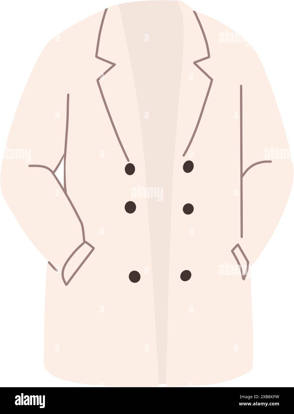 A beige coat with black buttons on a white background Stock Photo - Alamy