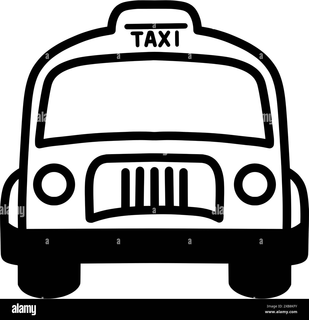 A lineart of a taxi on a white backdrop Stock Photo - Alamy