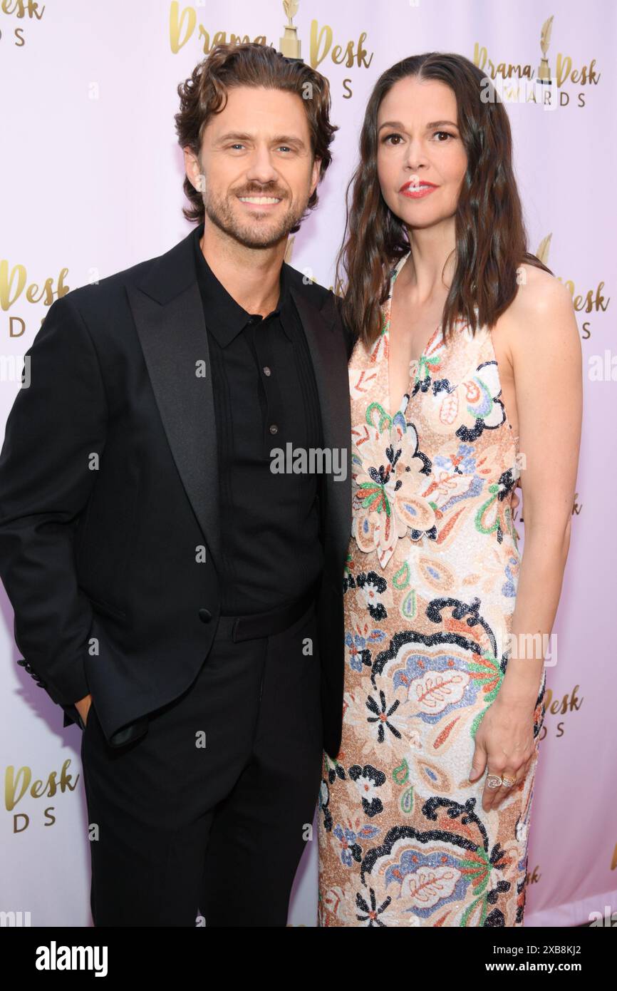 New York, USA. 10th June, 2024. Aaron Tveit and Sutton Foster attending ...