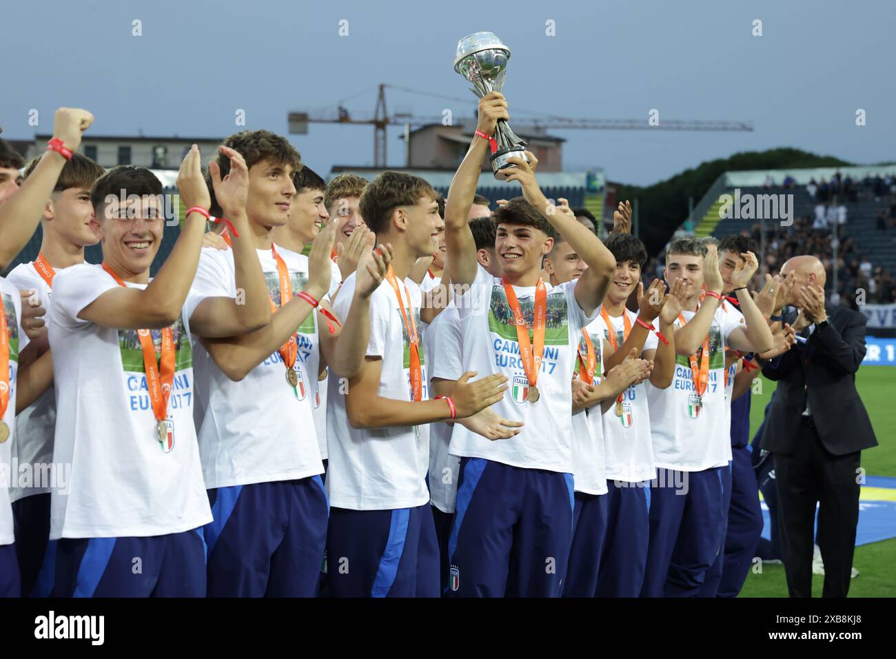 Empoli, Italy. 9th June, 2024. Mattia Mosconi captain of the Italy U17 ...