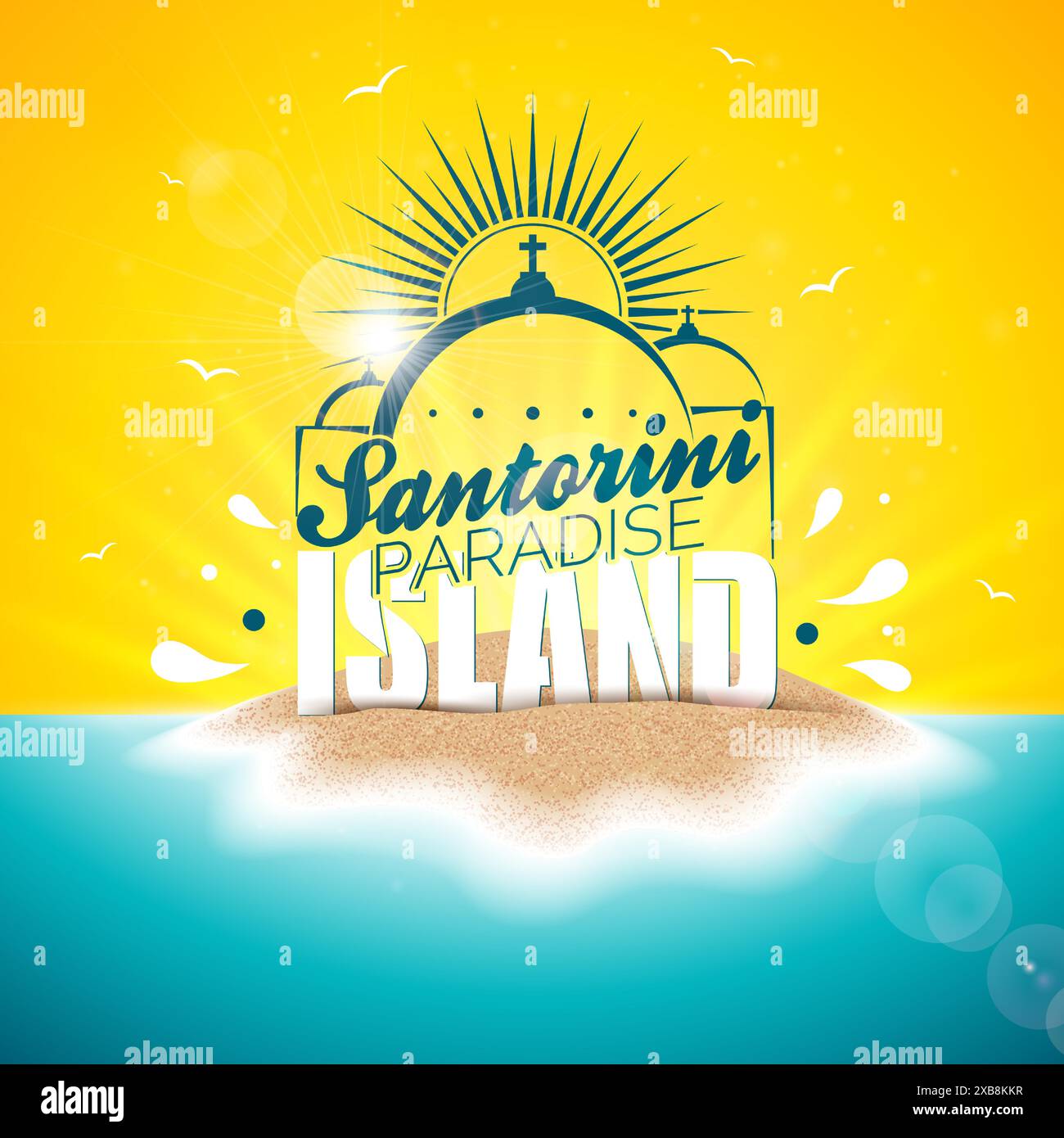 Summer Holiday in Greece Design with Santorini Paradise Island ...