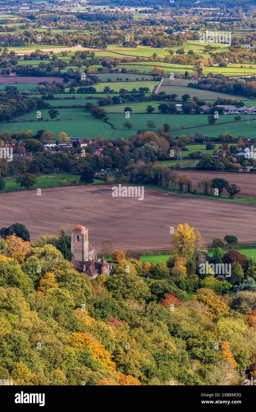 An autumn view of Little Malvern Priory and Little Malvern Court from ...