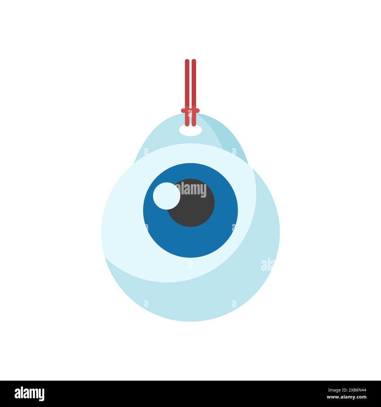 Eye with round white and pupil on red rope, scary witch mascot vector ...