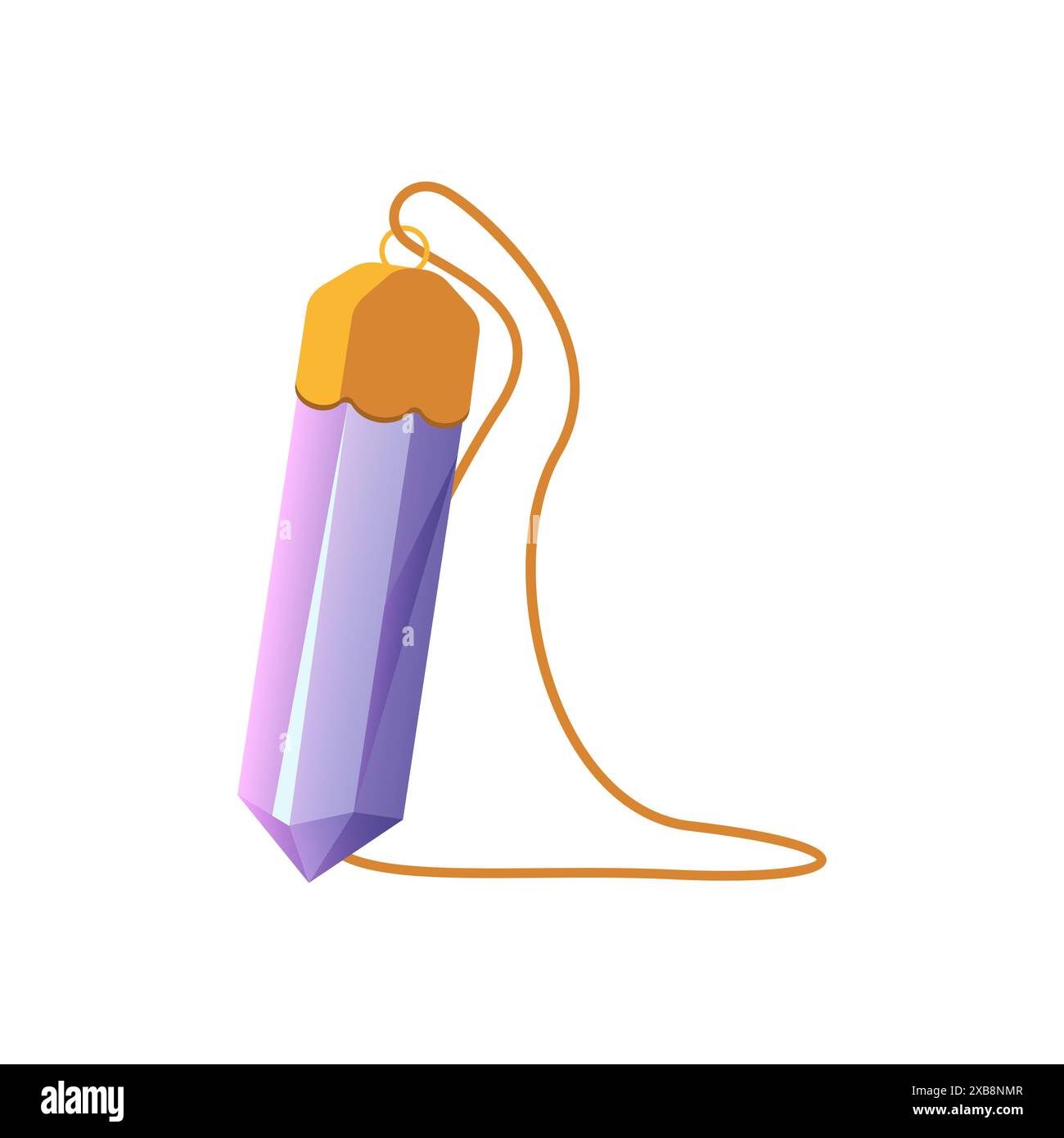 Magic talisman of magician and wizard, purple crystal on gold chain ...