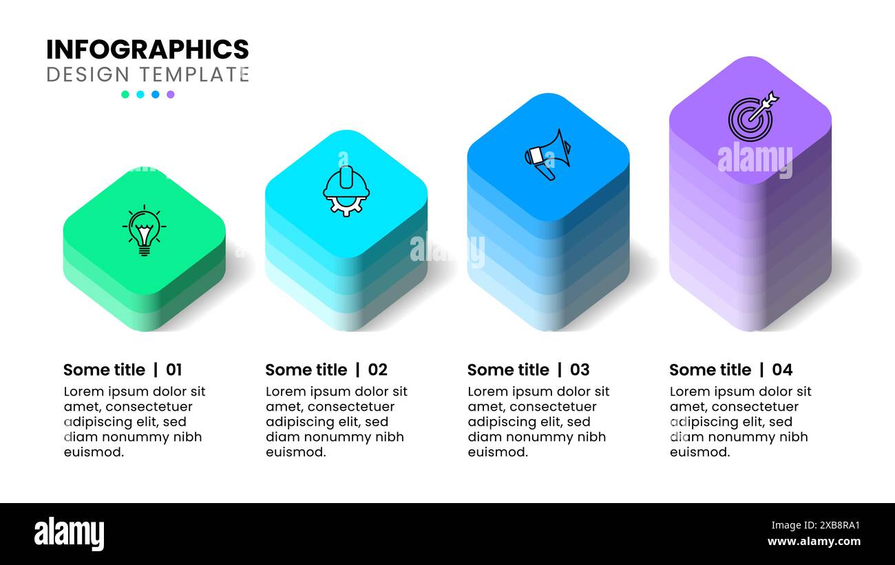 Infographic template with icons and 4 options or steps. 3d columns. Can ...