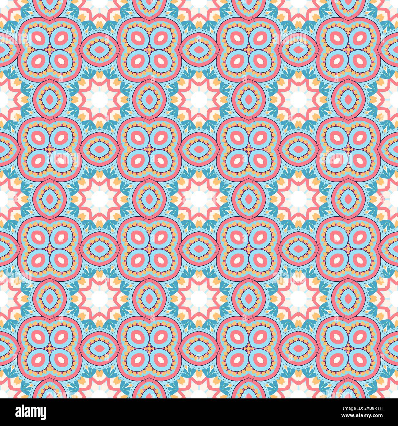 Colorful ornate pattern design in pink, blue, and yellow hues Stock ...