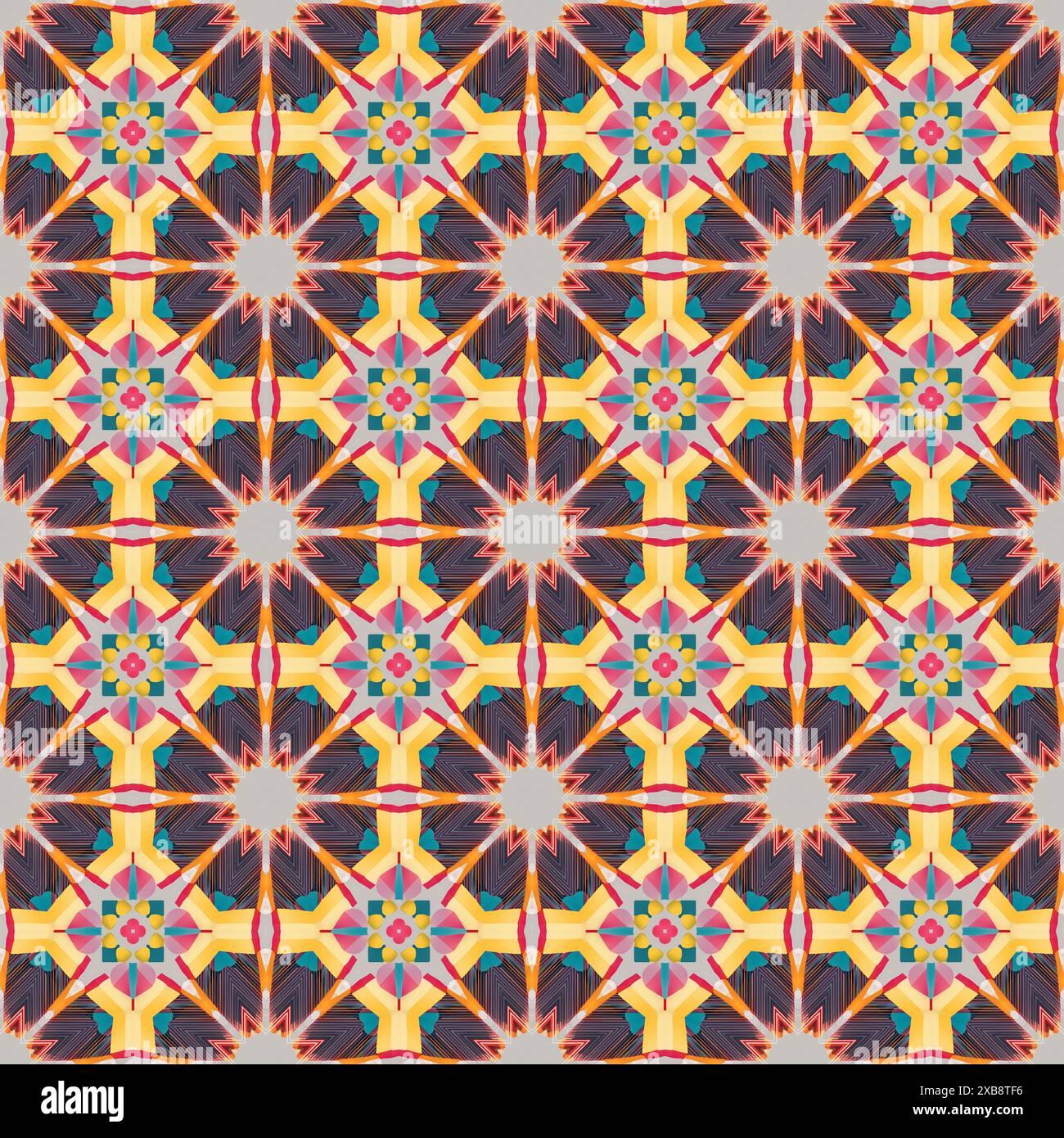 Abstract geometric pattern with squares and circles in red, blue, and ...