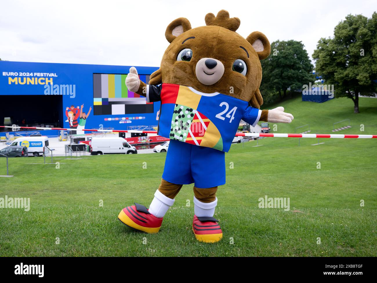 Munich, Germany. 11th June, 2024. Albärt, the mascot of the European ...