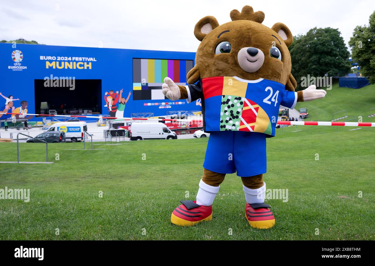 Munich, Germany. 11th June, 2024. Albärt, the mascot of the European ...