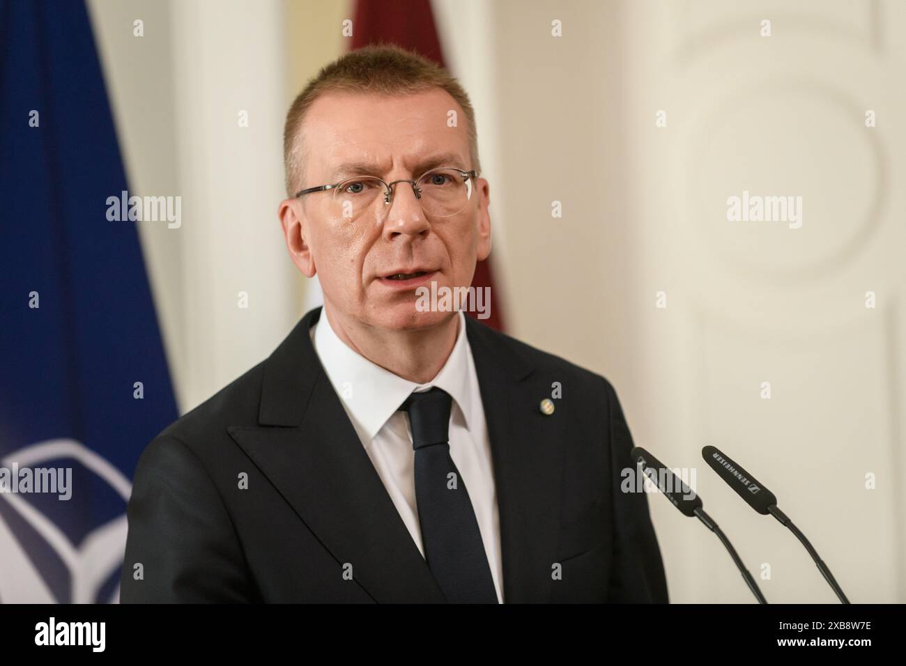 RIGA, Latvia. 11th June, 2024. Edgars Rinkevics, (at photo) President ...