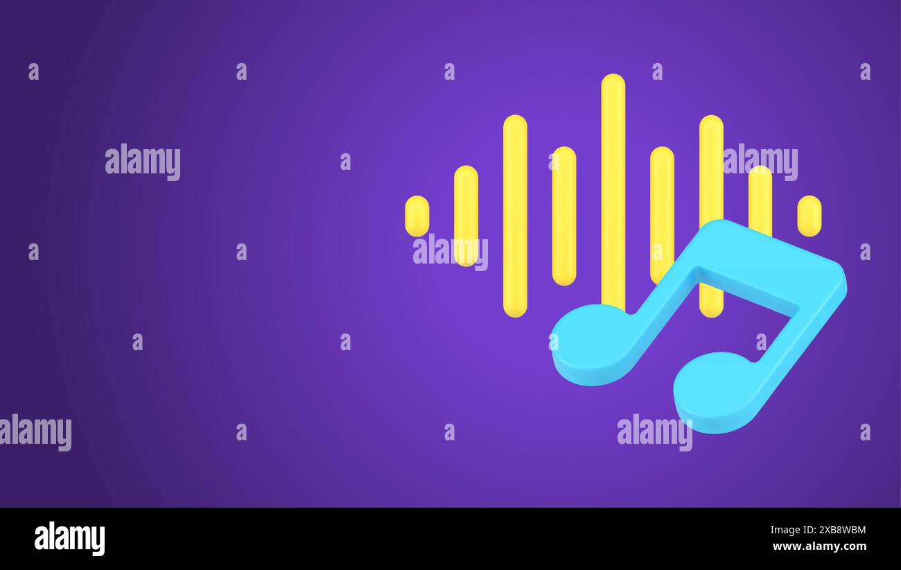 Musical application isometric template with notes and sound wave 3d ...