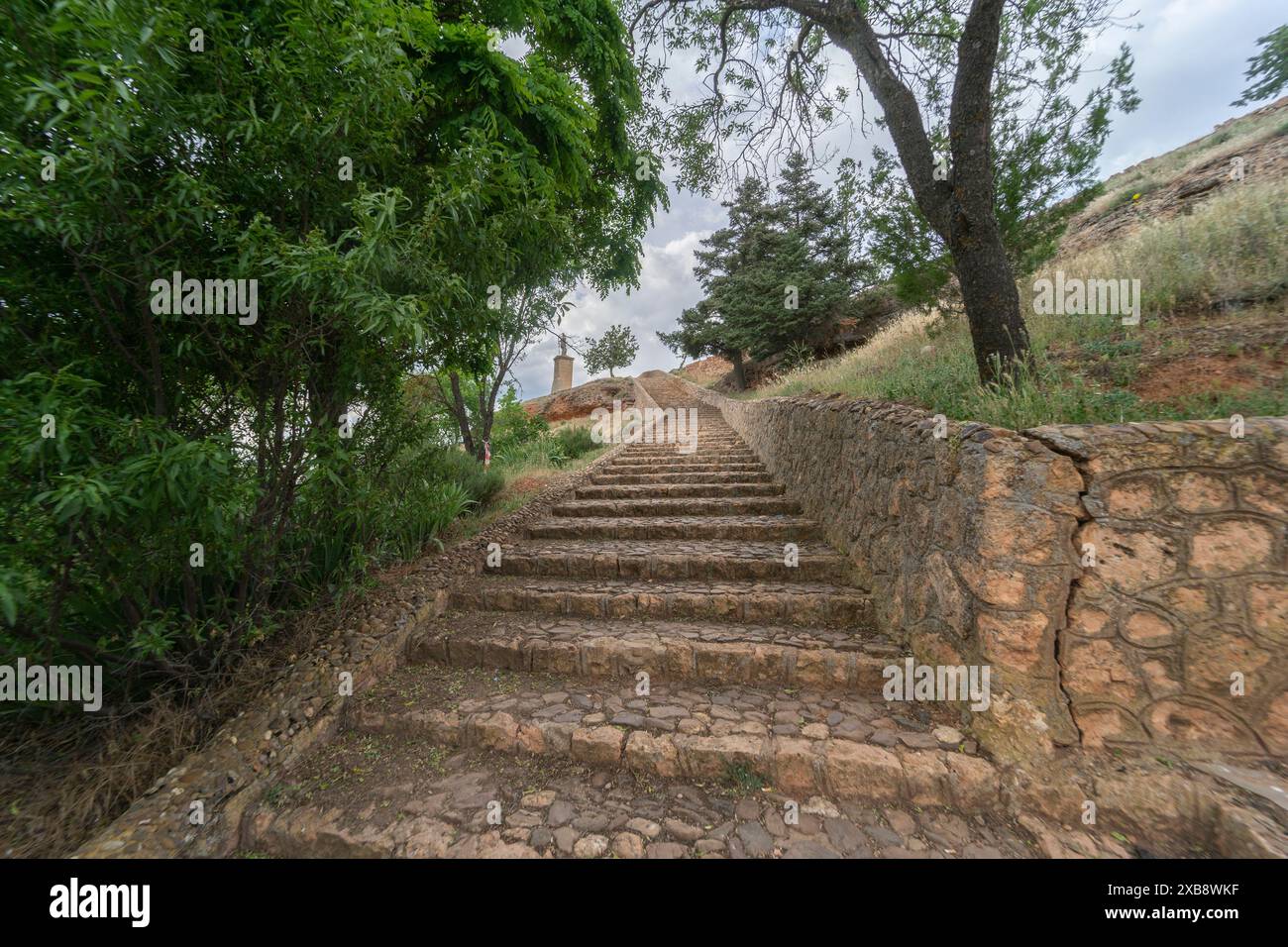 Ascending the endless stone stairs of the medieval village of Ayllon ...