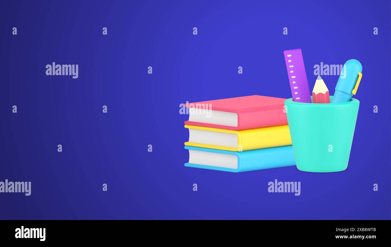 Education homework knowledge learning book stack and stationery in ...