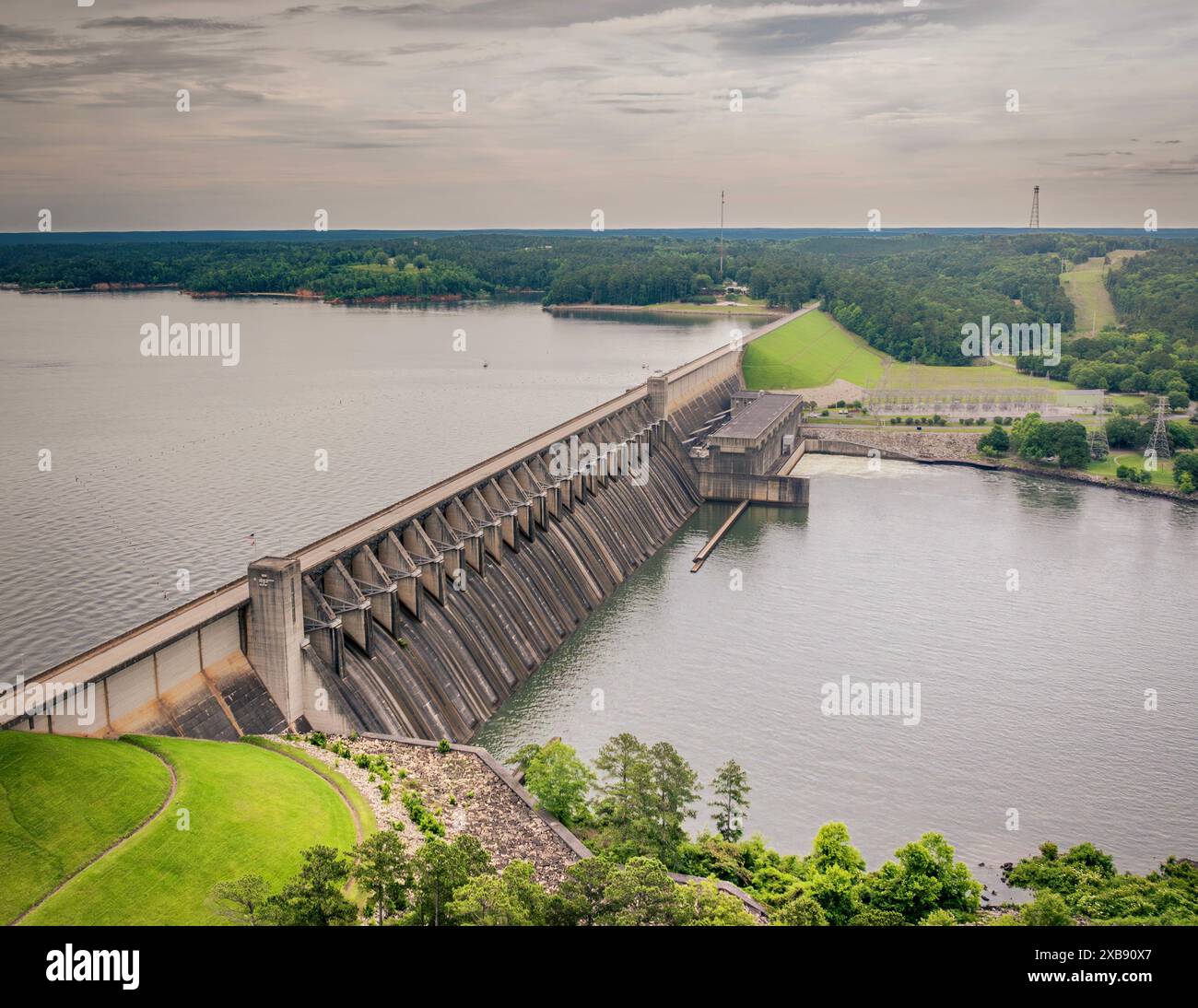 An aerial view of Clarks Hill Highway Dam on the Georgia-South Carolina ...