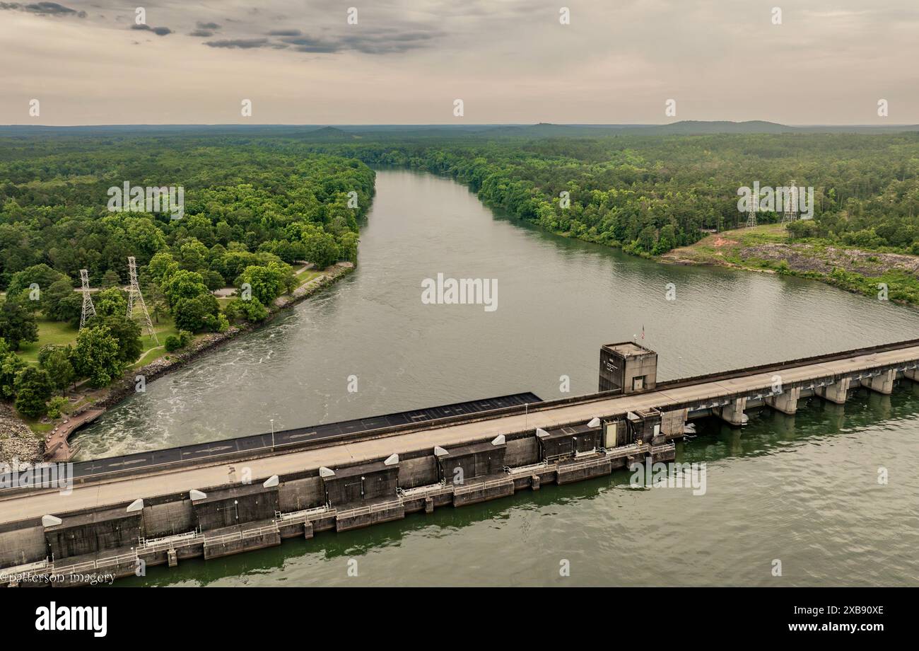 An aerial view of Clarks Hill Highway Dam on the Georgia-South Carolina ...
