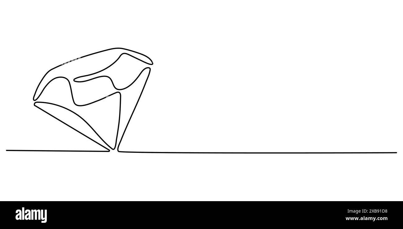 Diamond one line continuous banner concept. Hand drawn diamond ...