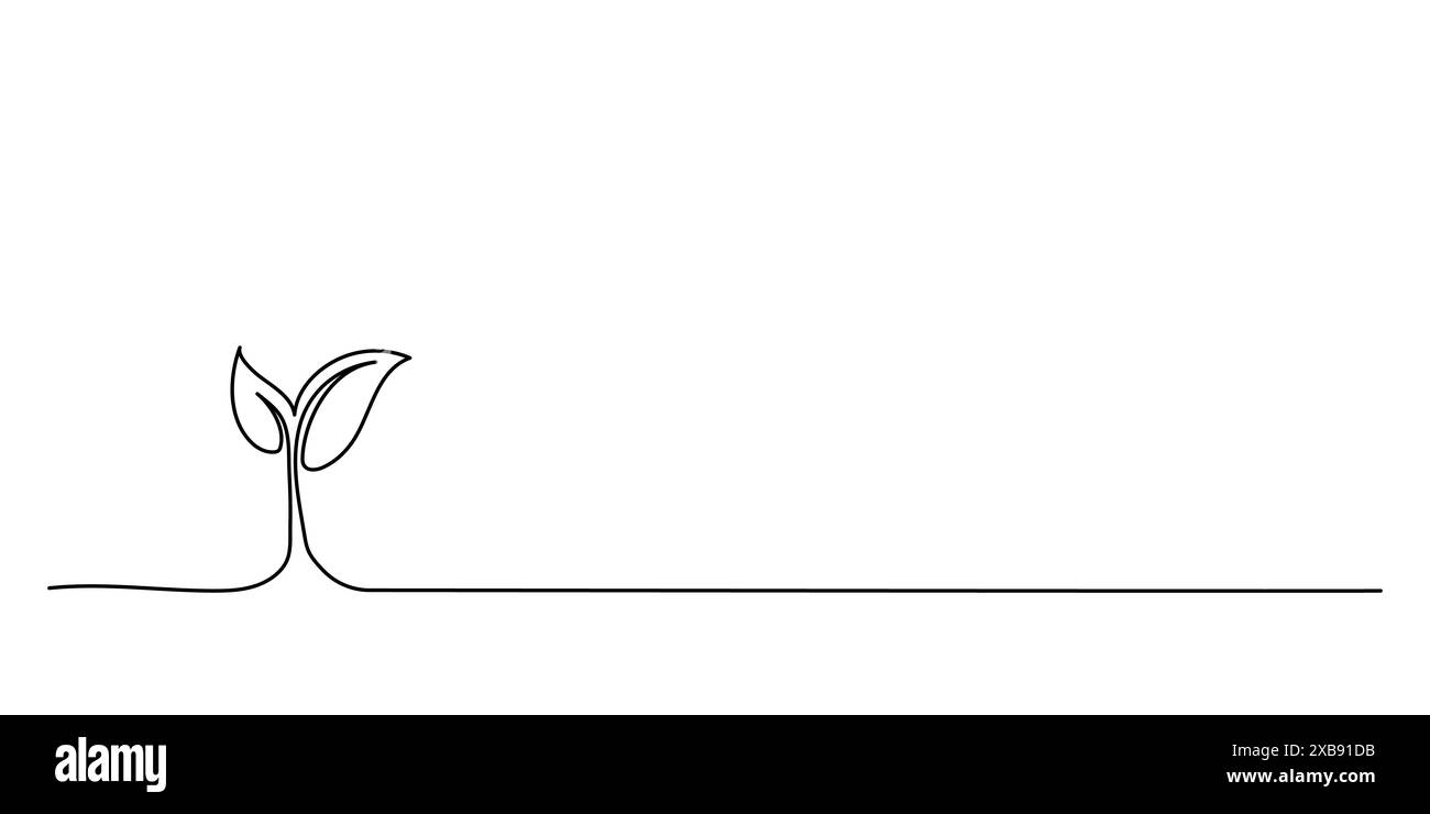 One continuous line art growing sprout, eco nature concept. Eco natural ...